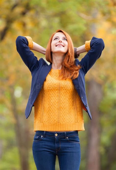 Redhead Girl Stock Image Image Of Happy Fashion Outdoors