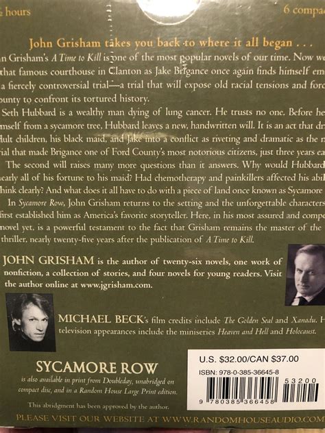 Sycamore Row By John Grisham 2013 Compact Disc Abridged Edition