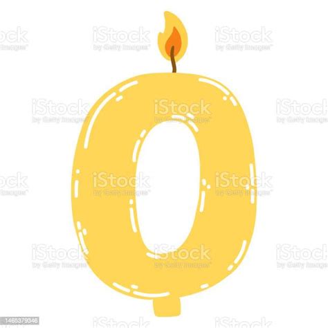 플랫 스타일의 촛불 번호 0 손으로 그린 벡터 일러스트 레이 션 0 기호 불타는 촛불 생일 케이크에 대 한 디자인 요소 0에 대한 스톡 벡터 아트 및 기타 이미지 Istock