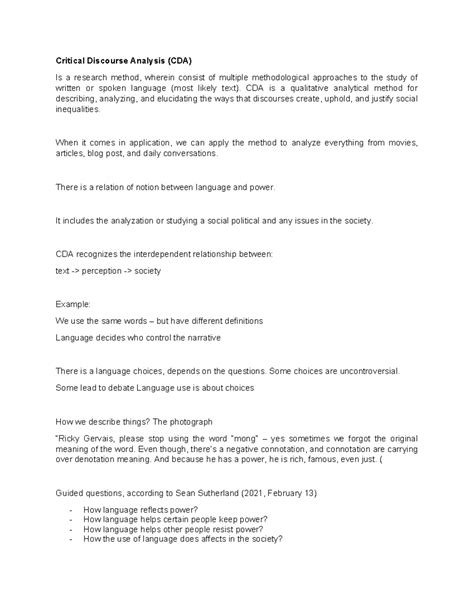 Critical Discourse Analysis Cda Is A Qualitative Analytical Method