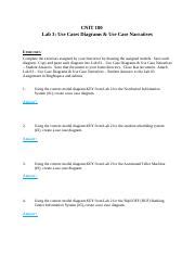 Lab Use Case Diagrams Use Case Narratives Student Answers Docx CNIT Lab Use