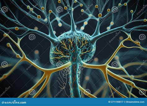 the brains intricate network of neurons and synapses generative ai stock illustration