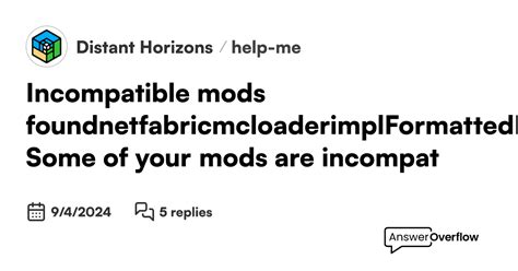Incompatible Mods Foundnetfabricmcloaderimplformattedexception