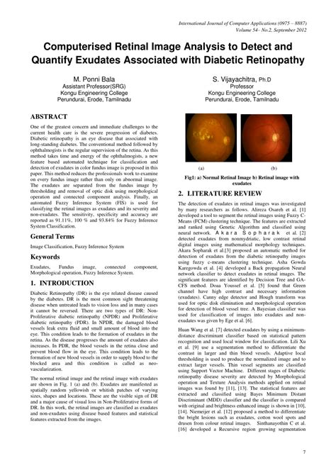 Pdf Computerised Retinal Image Analysis To Detect And Quantify Exudates Associated With
