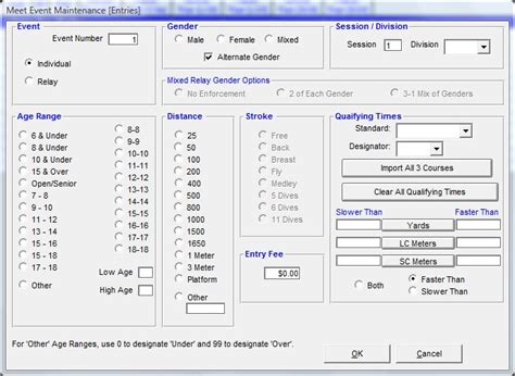 Add Or Edit Events For A Meet