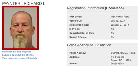 homeless sex offender notification delaware state police state of
