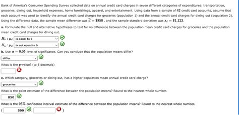 Solved Bank Of America S Consumer Spending Survey Collected Chegg
