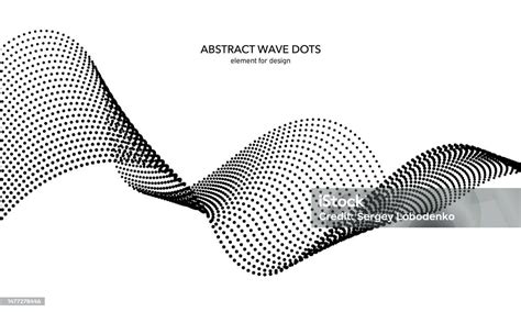 디자인을 위한 추상 웨이브 점선 요소 예술 배경에 점이 있는 양식화된 선 파도는 선 점으로 다양합니다 디지털 주파수 트랙 이퀄라이저 곡선의 부드러운 물결 모양의 끈 벡터