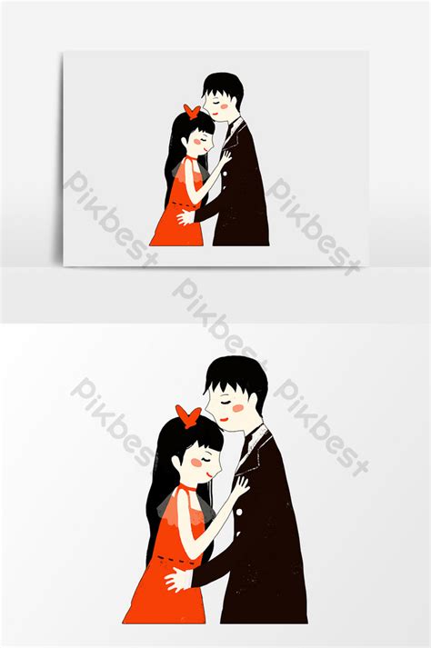만화 커플 포옹 그림 일러스트레이션 Psd 무료 다운로드 Pikbest