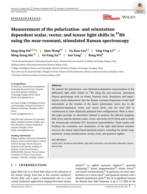 Pdf Measurement Of The Polarization‐ And Orientation‐dependent Scalar Vector And Tensor