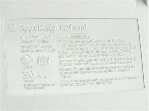 Apple M2980 Appledesign Keyboard With Non Removable Adb Cable M3501 C 1990s