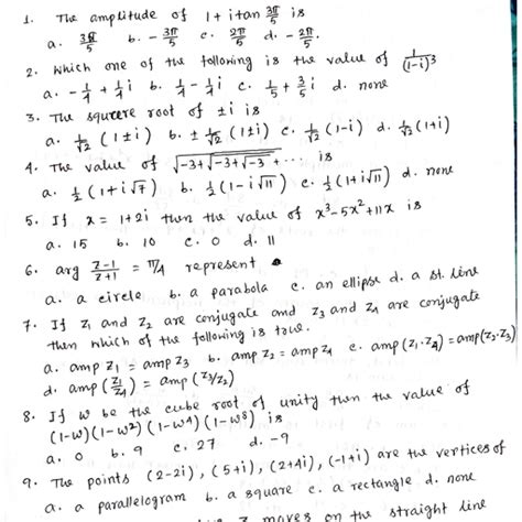 Complex Practice Set 1pd Mathematics Notes Teachmint