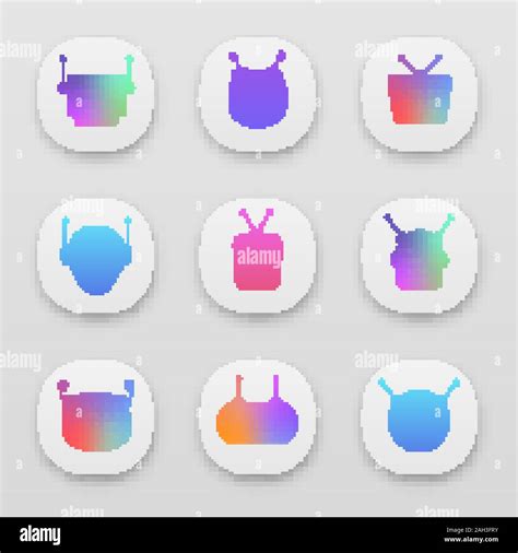 Chatbots App Icons Set Uiux User Interface Modern Robots Emojis Laughing Happy Chat Bot