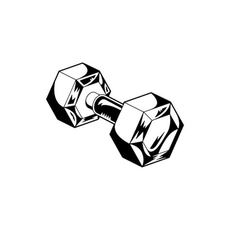 육각형 덤블 아이콘 흰색 배경에 체육관 벡터 및 피트니스 로고 프리미엄 벡터