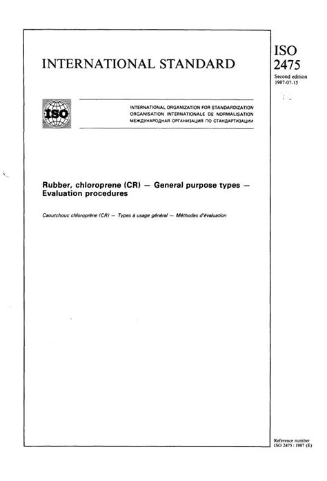 ISO 2475:1987 - Rubber, chloroprene (CR) — General purpose types ...
