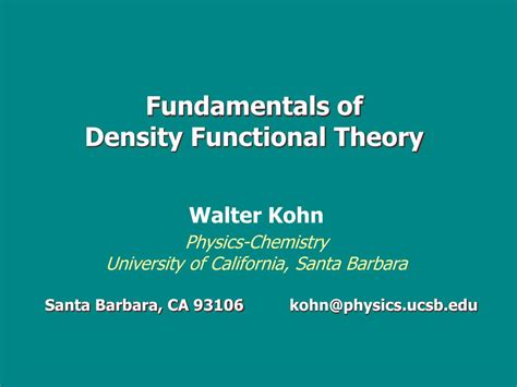 PPT Fundamentals Of Density Functional Theory PowerPoint Presentation ID 1718411