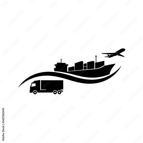 Global Logistics Network A Minimalist Graphic Depicting A Cargo Ship