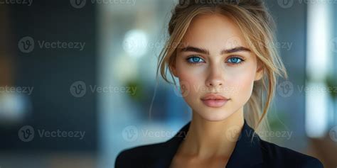 Model Showcases Striking Blue Eyes And Natural Beauty In Indoor Setting