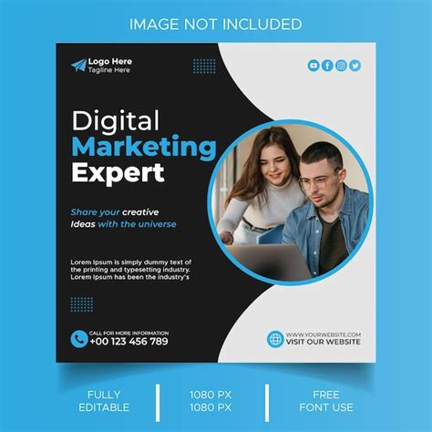 디지털 마케팅 기업 소셜 미디어 게시물 템플릿 프리미엄 벡터