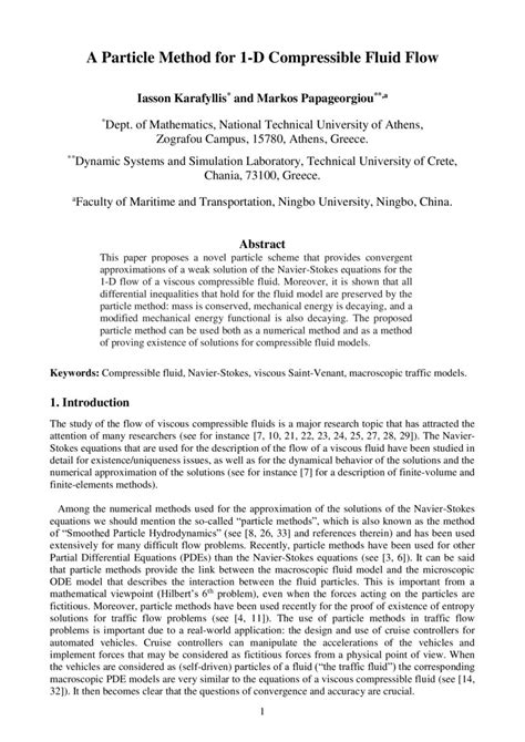 A Particle Method For 1 D Compressible Fluid Flow Deepai