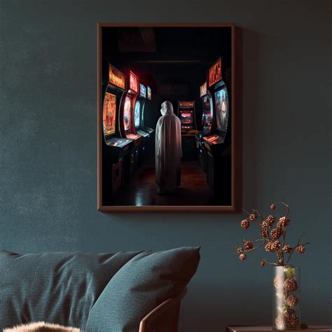 Ghost In Arcade Nostalgia Poster Nostalgic Gaming Poster Arcade