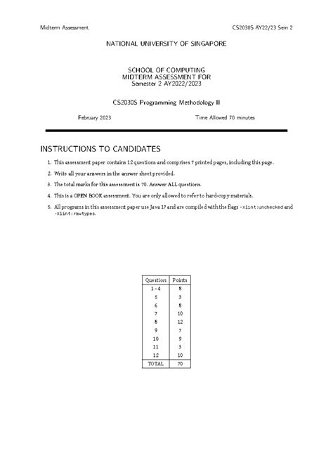 Midterm Assessment Cs2030s Sem 2 Programming Methodology Ii 2023