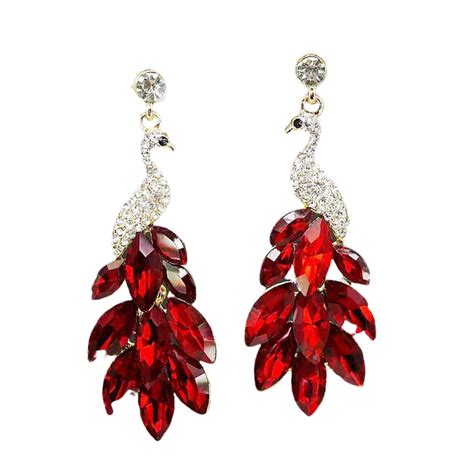 Unique And Luxurious Peacock Shaped Earrings Red Shop Today Get It