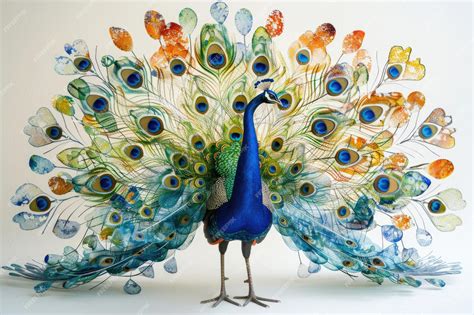Premium Photo A Peacock Preens Tail Feathers Fanned