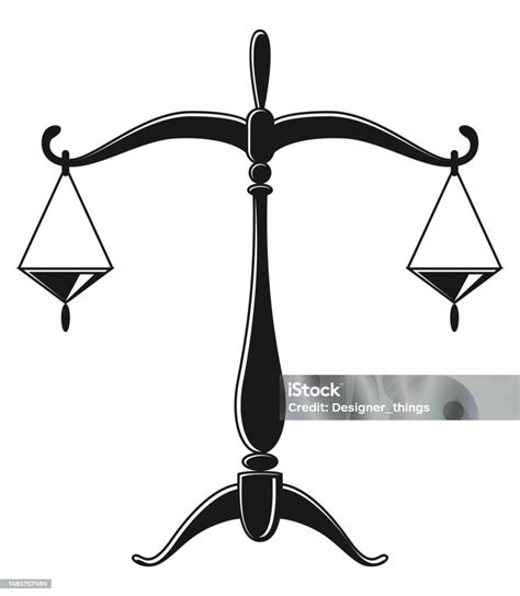 정의는 실루엣을 저울질합니다 기계적 균형 저울 법과 판단의 상징 처벌과 진실 측정 장치 벡터 흑백 아이콘 거미줄에 대한 스톡 벡터 아트 및 기타 이미지 Istock