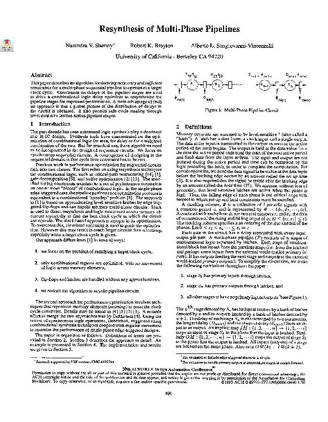 Pdf Resynthesis Of Multi Phase Pipelines Prof Alberto L Sangiovanni Vincentelli Phd