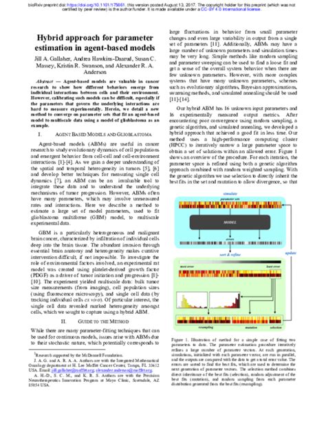 Pdf Hybrid Approach For Parameter Estimation In Agent Based Models