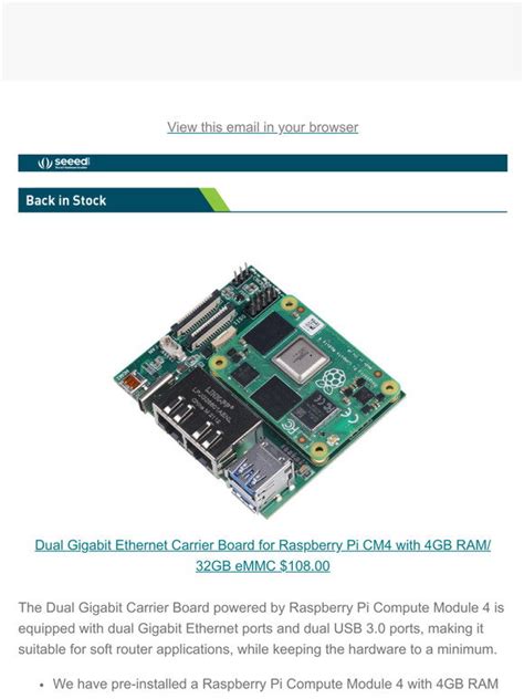 Seeed Studio Dual Gigabit Ethernet Carrier Board For Raspberry Pi CM4 Back In Stock Meet New