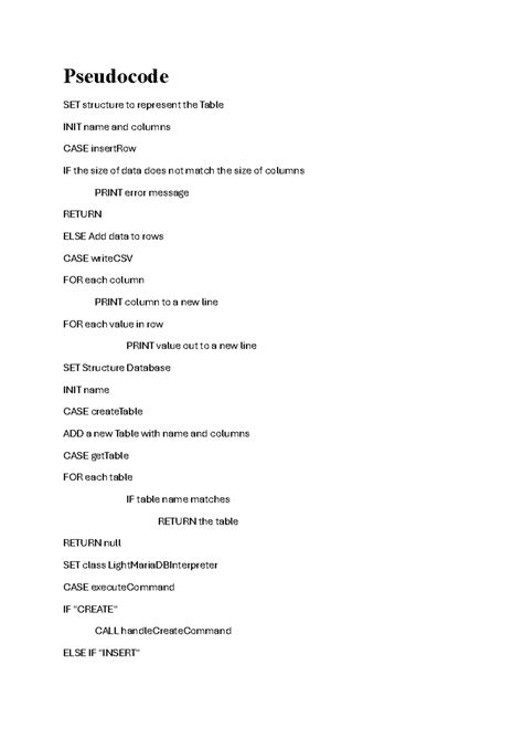 Pseudocode For Set Structure And Database Operations In Lightmariadb