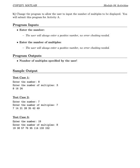 Solved Cop2271 Matlab Module 04 Activities Activity A A