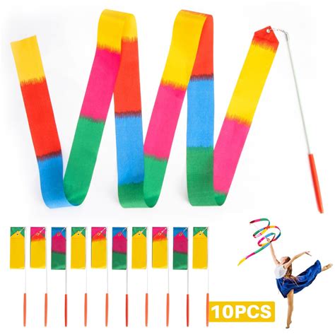 10pcs Dance Ribbons Gymnastics Wand Ribbon Dancer