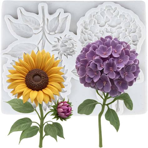 Taoxibei Flower Polymer Clay Mold Sunflower Hydrangea