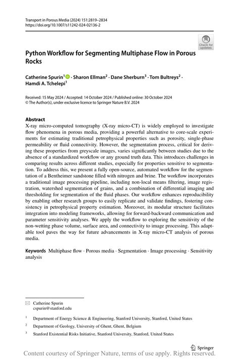 Python Workflow For Segmenting Multiphase Flow In Porous Rocks