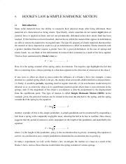 Lab Hookes Law And Simple Harmonic Motion Pdf HOOKE S LAW SIMPLE HARMONIC MOTION