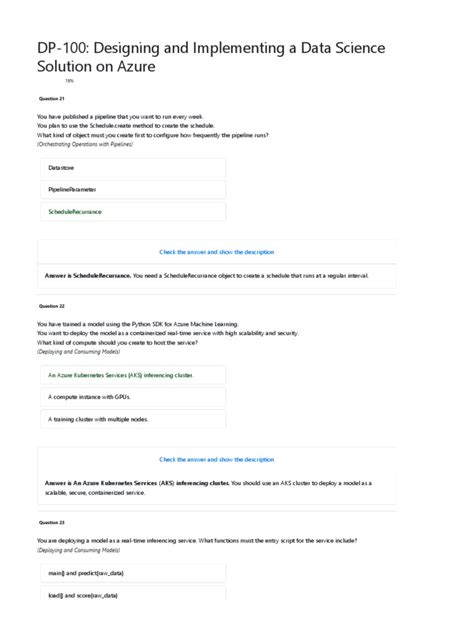 Dp 100 Designing And Implementing A Data Science Solution On Azure Exam