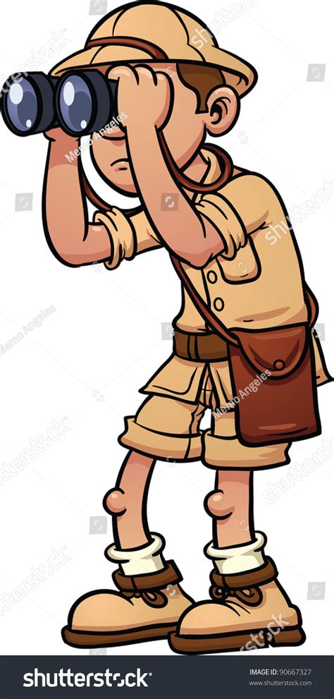 Cartoon Safari Explorer Binoculars Vector Illustration Stock Vector 90667327 Shutterstock