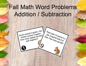 Fall Addition Subtraction Word Problems By AdaptedLearners TPT