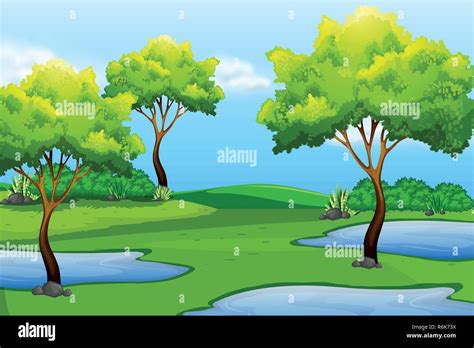 A Green Nature Landscape Illustration Stock Vector Image And Art Alamy
