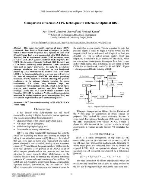 pdf comparison of various atpg techniques to determine optimal bist