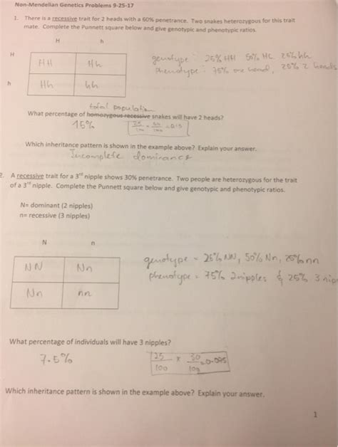 Solved Non Mendelian Genetics Problems 9 25 17 There Is A