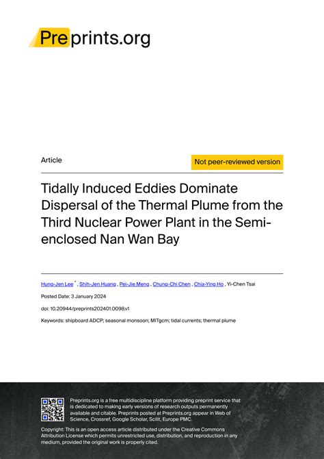 Pdf Tidally Induced Eddies Dominate Dispersal Of The Thermal Plume From The Third Nuclear