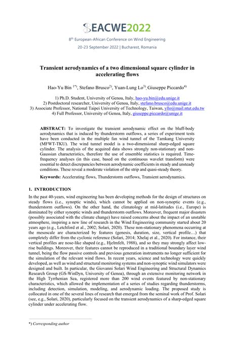 Pdf Transient Aerodynamics Of A Two Dimensional Square Cylinder In Accelerating Flows