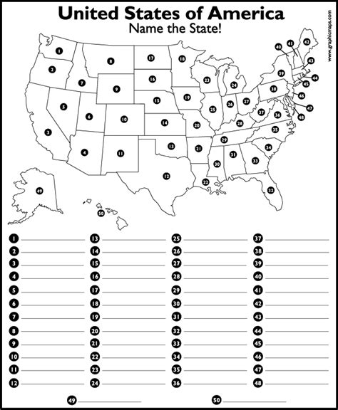 50 States Printable Worksheets
