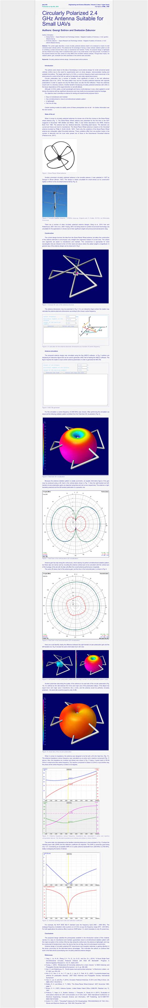 Pdf Circularly Polarized 2 4 Ghz Antenna Suitable For Small Uavs