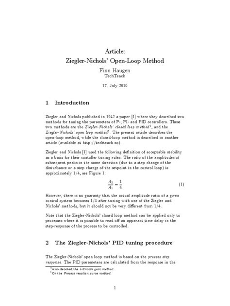 Zn Open Loop Method Pdf Control Theory Control System