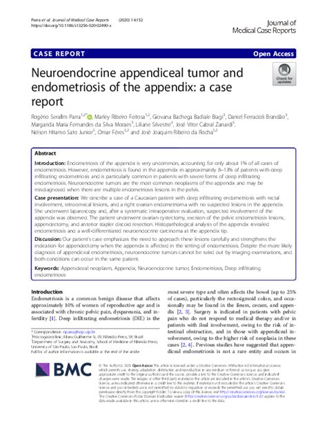 Pdf Neuroendocrine Appendiceal Tumor And Endometriosis Of The